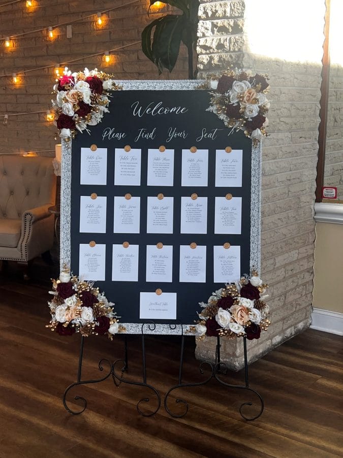 Extra Large Fall Seating Chart -$10 upcharge - Falls Manor Catering
